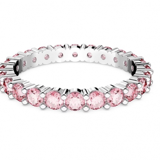 Swarovski SWAROVSKI Anello Matrix, Taglio Tondo, Rosa, Placcato Rodio ...